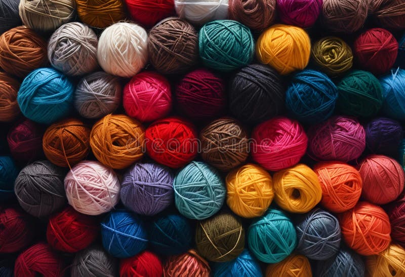 Balls of Wool Stacked Up on a Table Next To an Object Stock Illustration - Illustration of craft ...