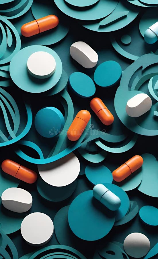 AI Generated Illustration of Pills and Capsules Stock Illustration ...
