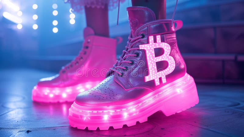 Pink Light Up Boots with Bitcob on Them in a Dance Routine Stock Photo ...