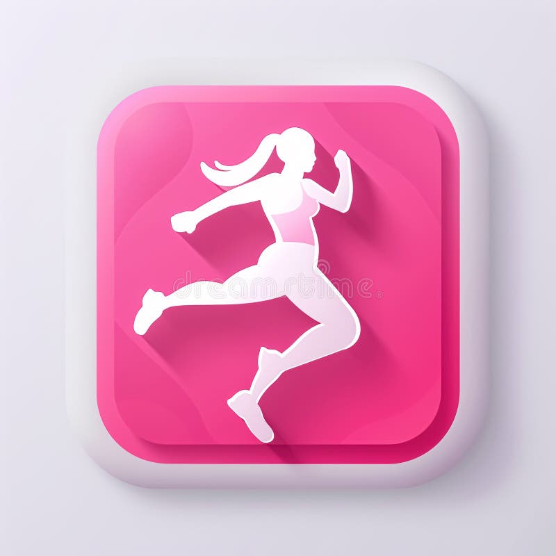 A Pink Button with a Running Person in it S Centre Stock Illustration ...