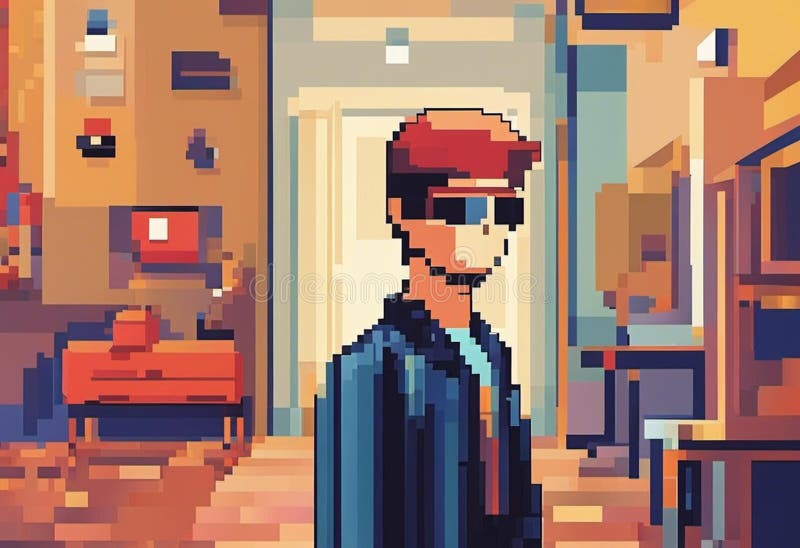 AI Generated Illustration of a Pixel Art Style Illustration of a Man ...