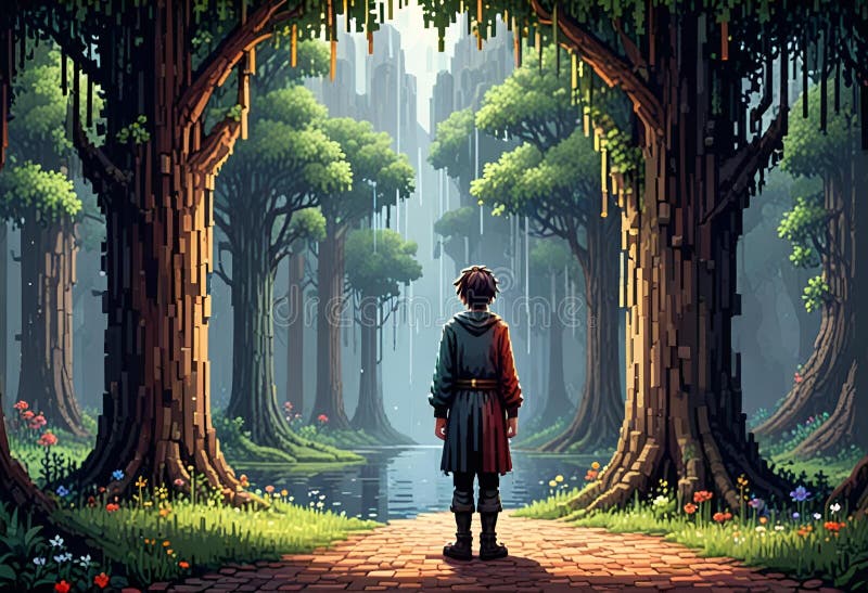 AI-generated Illustration of a Pixel Art Videogame Character in a ...