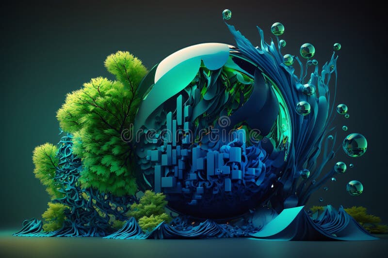 AI Generated Illustration of a Planet Representing a Sustainable and ...