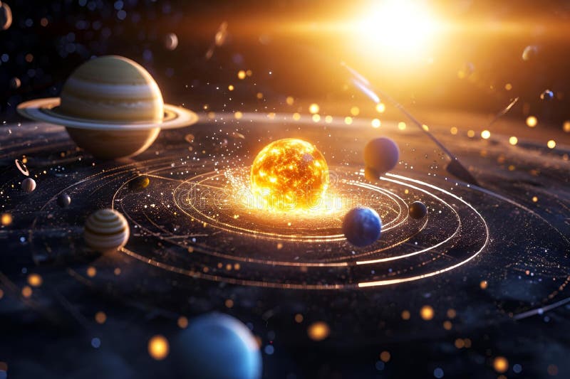 AI Generated Illustration of a Planetary System with the Sun in the ...