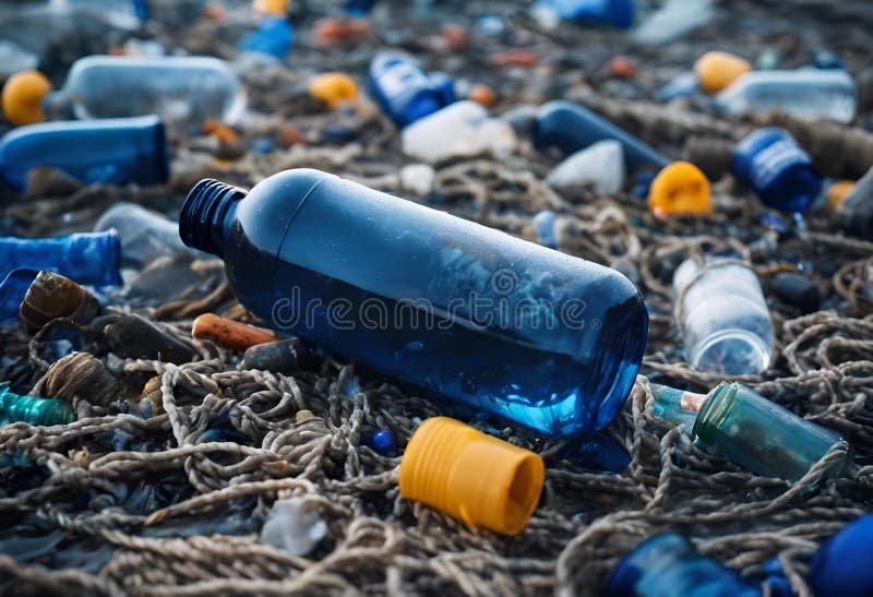 AI-generated Illustration of Plastic Waste Items Scattered on a ...
