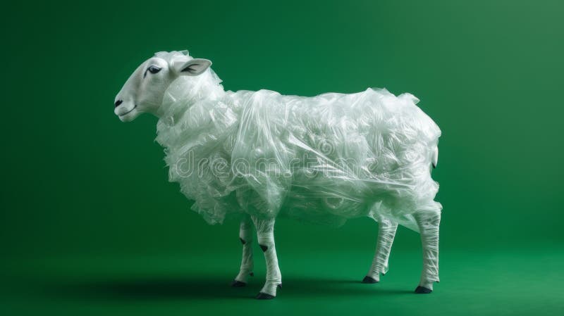 AI Generated Illustration of a Plastic-wrapped Goat, the Concept of ...