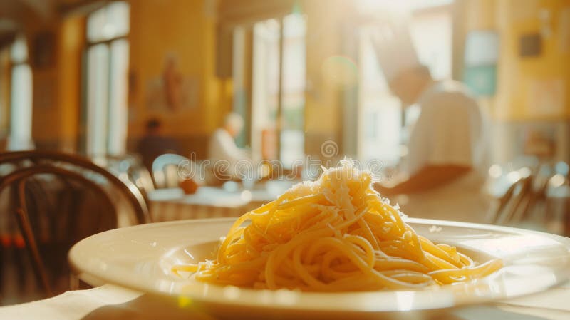 AI Generated Illustration of a Plate of Spaghetti in an Italian ...
