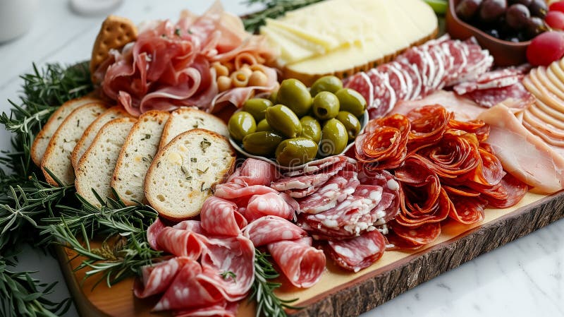 AI Generated Illustration of a Platter of Meat Assortment with Crackers ...