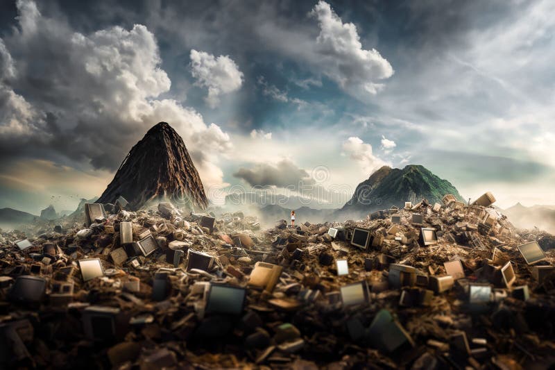 AI Generated Illustration a Polluted Environment with Piles of Trash ...