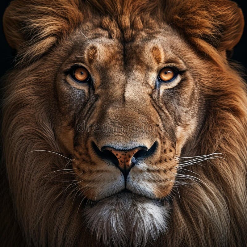 AI Generated Illustration of a Portrait of a Lion Stock Illustration ...