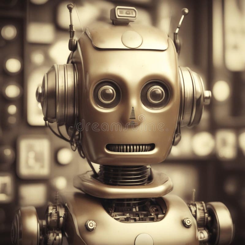 AI Generated Illustration of a Portrait of a Robotic Figure with a ... AI Generated Illustration of a Portrait of a Robotic Figure with a ...