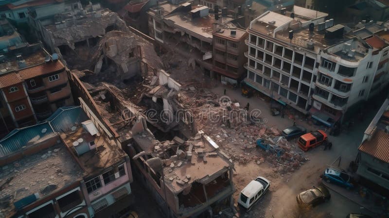 AI Generated Illustration of a Post-apocalyptic Urban Landscape with a ...