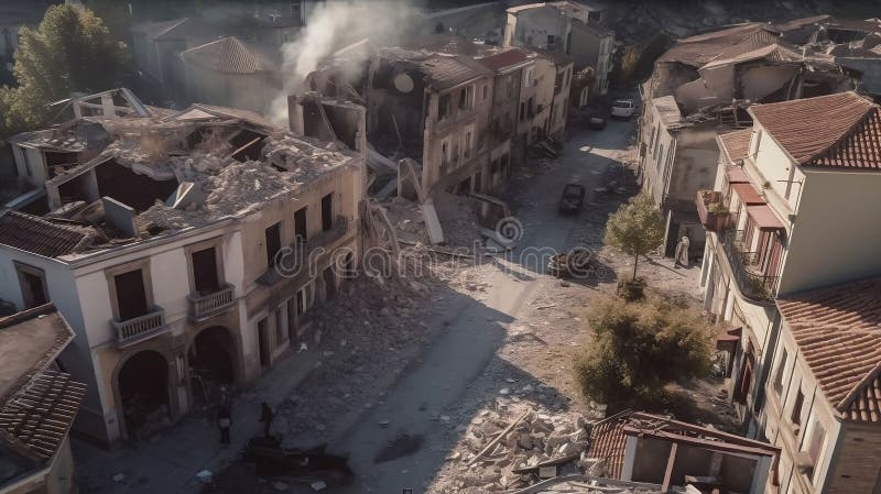 AI Generated Illustration of a Post-apocalyptic Urban Landscape with a ...