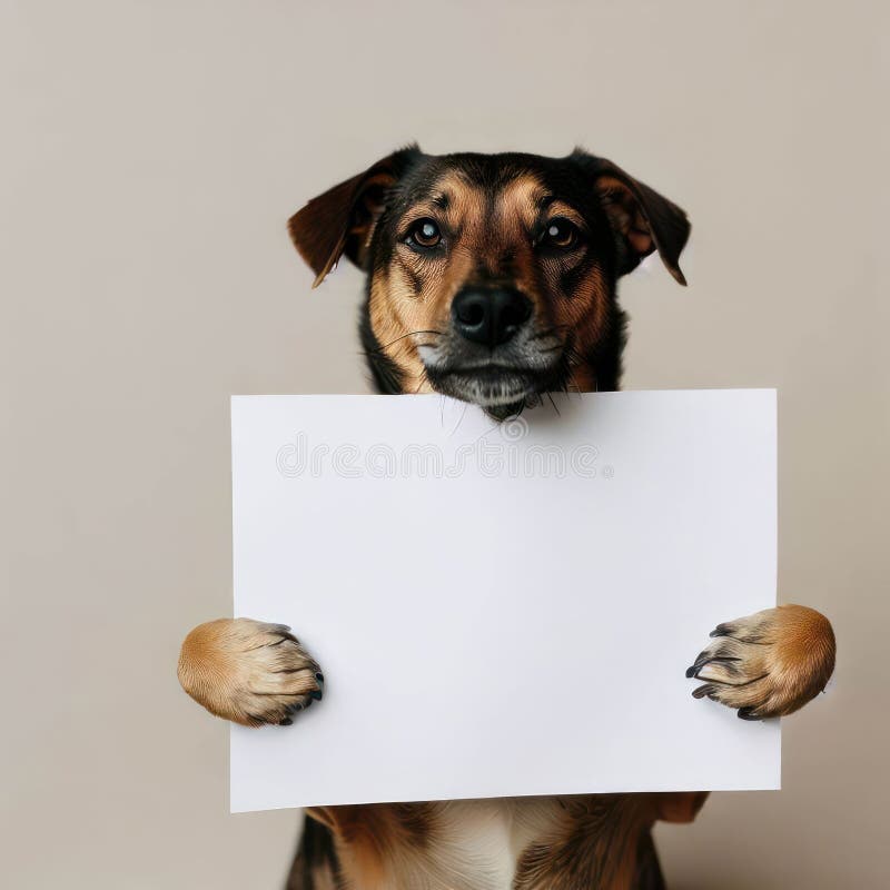 AI-generated Illustration of a Potcake Dog Holding a White Sign, with ...