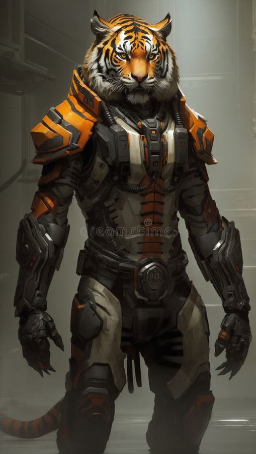 AI Generated Illustration of a Powerful Cyborg Tiger with a Menacing ...
