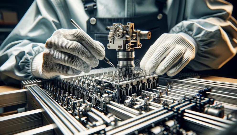 AI Generated Illustration of a Precise Engineer Meticulously Adjusting ...