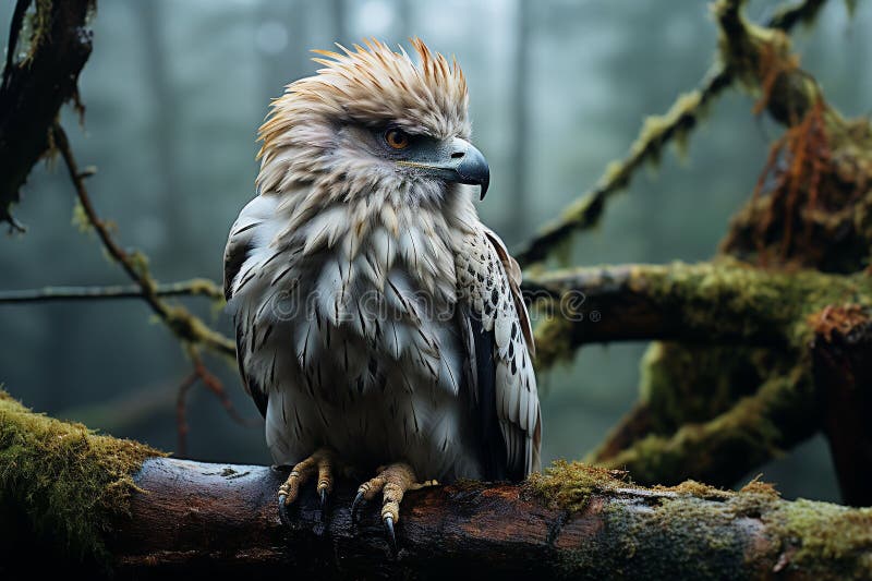 AI Generated Illustration of a Predator Bird Perched on a Tree Branch ...