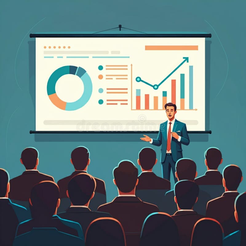 AI Generated Image of Presenter Standing before Group with Charts and ...
