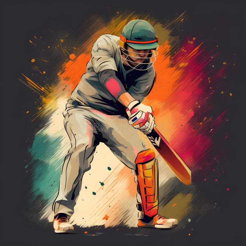 AI Generated Illustration of a Professional Cricket Player in a Cartoon ...