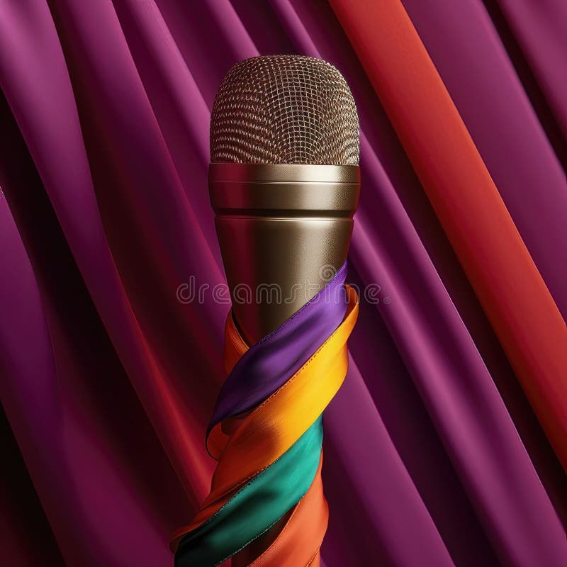AI Generated Illustration of a Professional Microphone with a Rainbow ...
