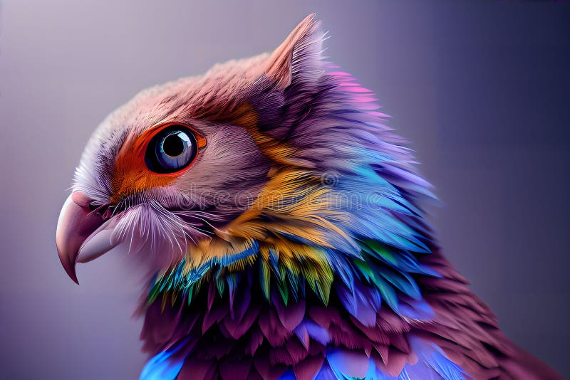 AI Generated Illustration of a Psychedelic Bird S Face Stock ...