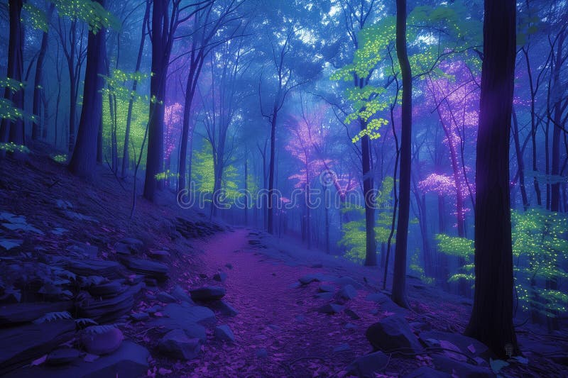 AI Generated Illustration of a Psychedelic Colorful Forest Stock Image ...