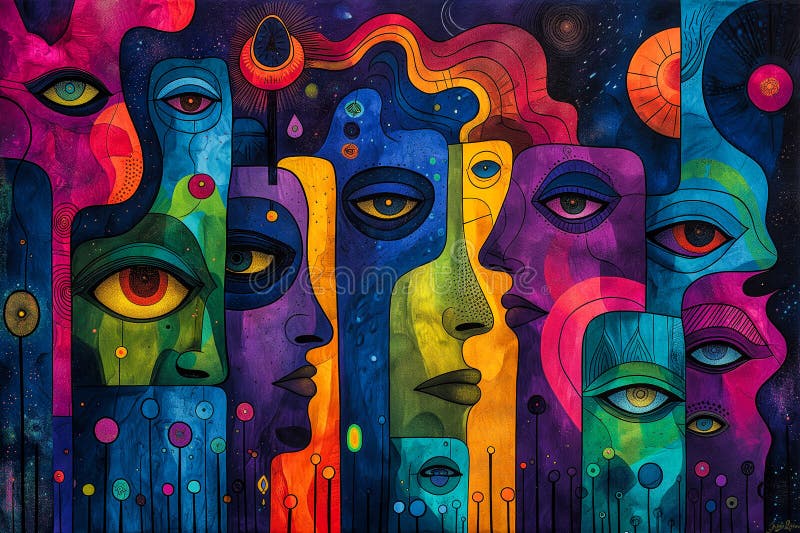 AI Generated Illustration of a Psychedelic Pattern of Human Figures ...