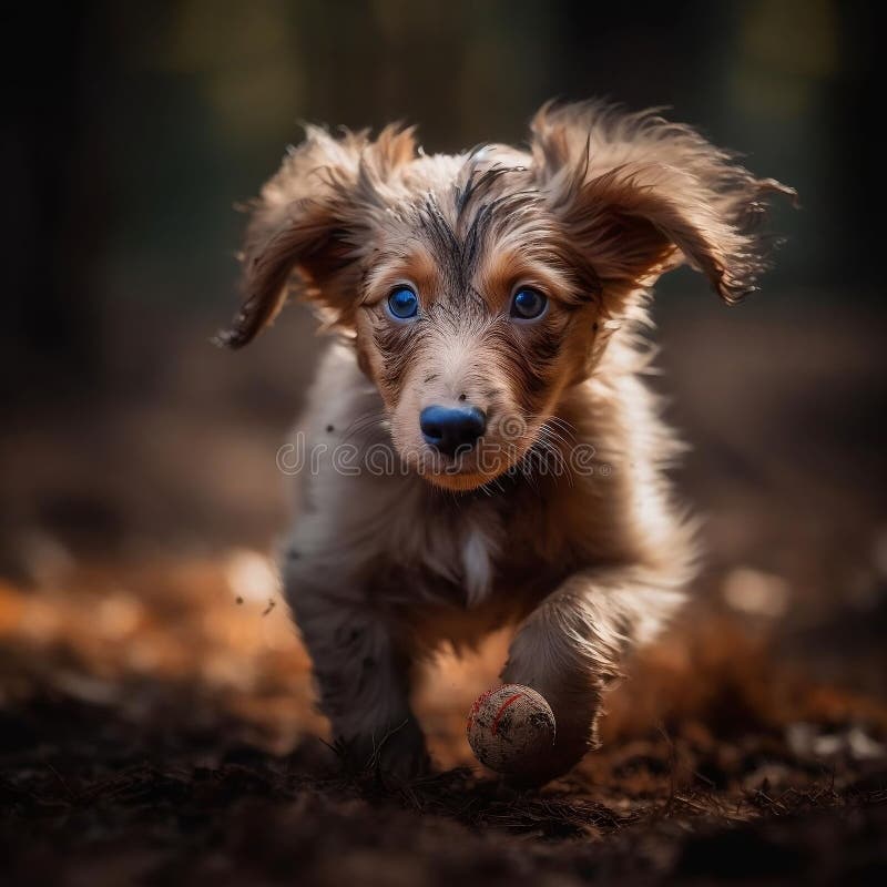 AI Generated Illustration of a Puppy Running Energetically, with Its ...
