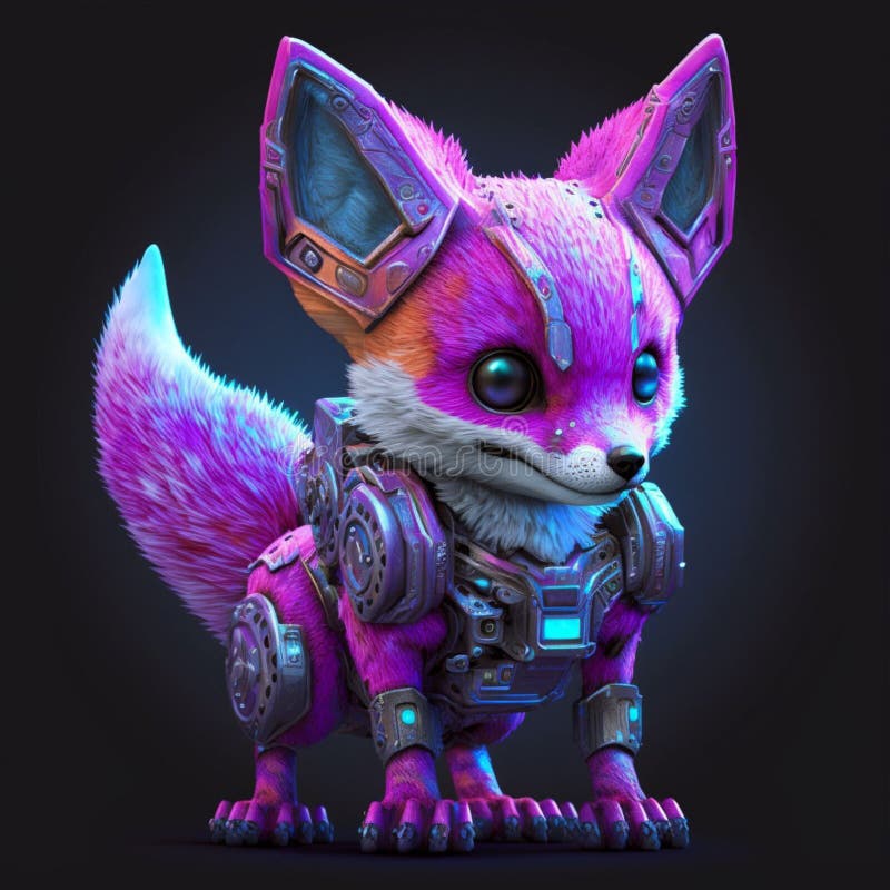AI Generated Illustration of Purple Fox Robot Stock Illustration ...