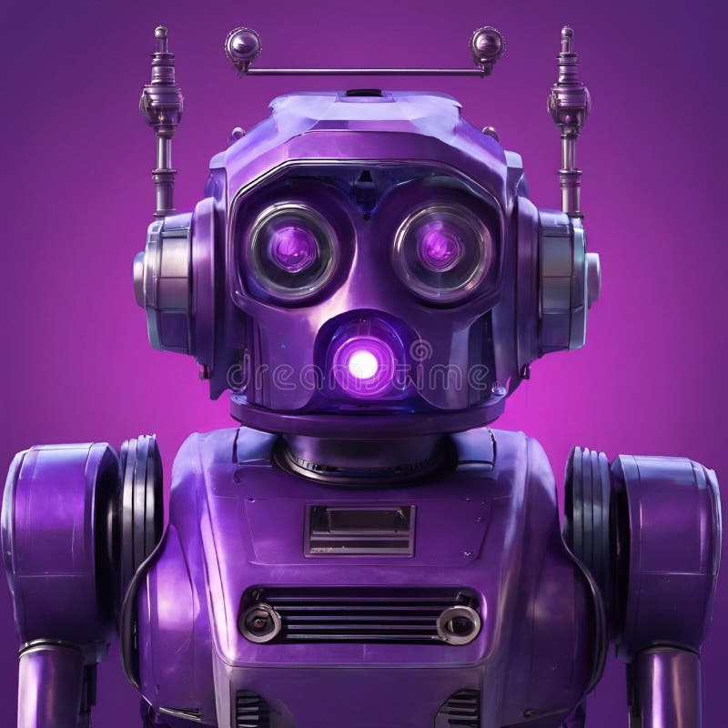 AI Generated Illustration of a Purple Robotic Figure on a Purple ...