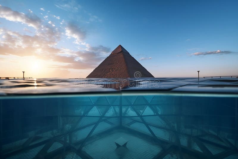 AI Generated Illustration of Pyramids Surrounded by Ocean Due To Global ...
