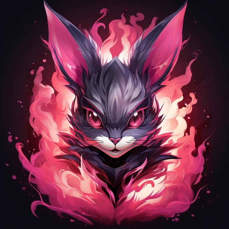 AI Generated Illustration of a Rabbit in Fire Flames Stock Illustration ...