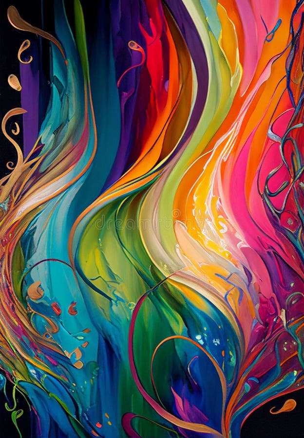 AI-generated Illustration of Rainbow-colored Abstract Wavy Patterns ... AI-generated Illustration of Rainbow-colored Abstract Wavy Patterns ...