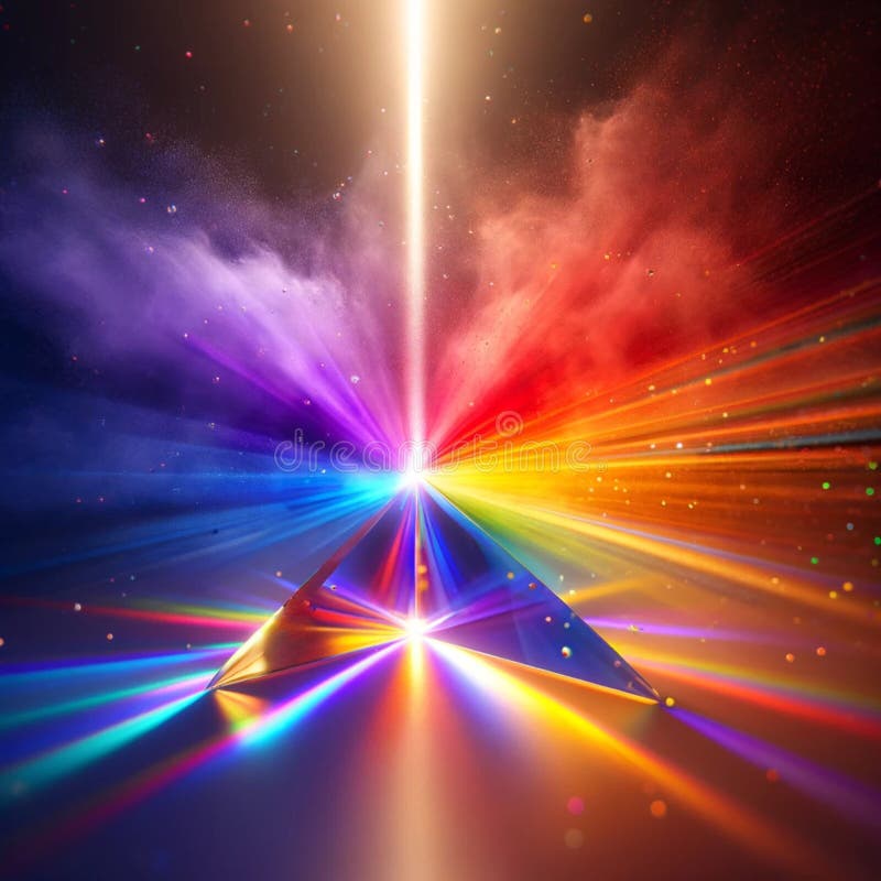 An Image of a Rainbow Colored Light Being Poured into the Center Stock ...