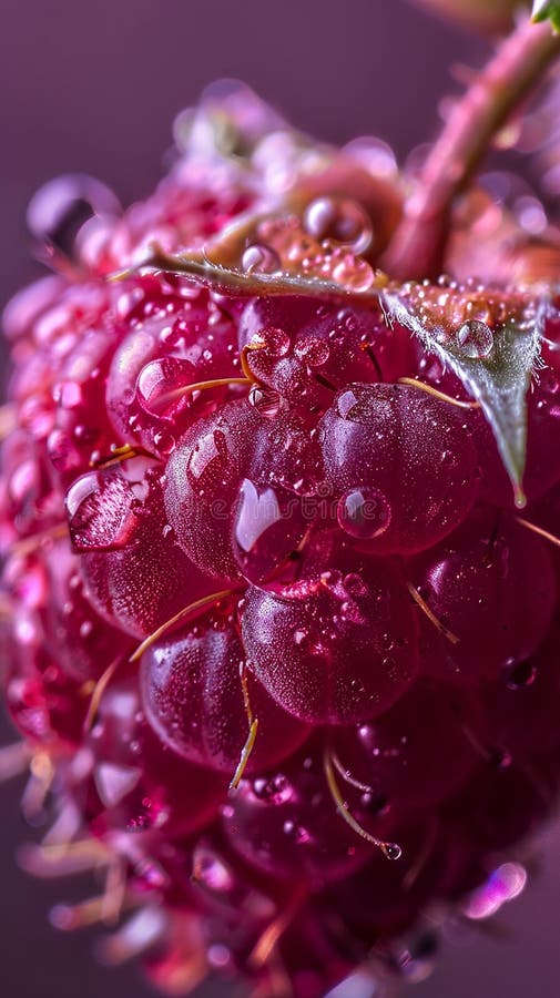 AI Generated Illustration of a Raspberry Adorned with Raindrops in ...