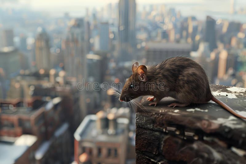 AI-generated Illustration of a Rat Perched on a Metal Railing, Gazing ...