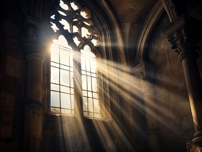 AI Generated Illustration of a Ray of Light Beams through the Windows ...
