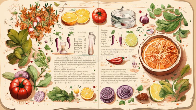A colorful recipe template stock illustration. Illustration of ...