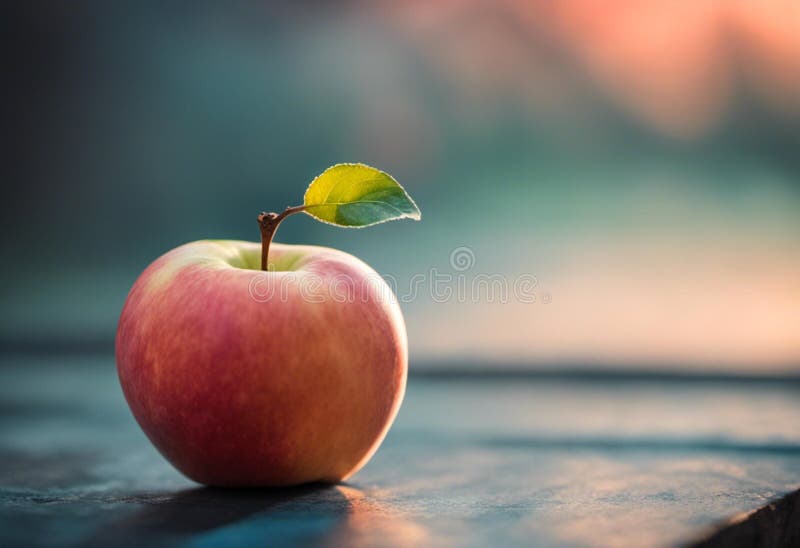 AI Generated Illustration of a Red Apple on a Stone Ground Stock ...