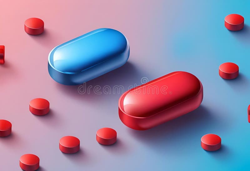 AI Generated Illustration of Red and Blue Tablets Stock Illustration ...
