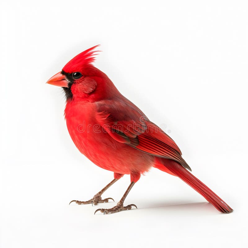 AI Generated Illustration of a Red Cardinal on a White Backdrop Stock ...