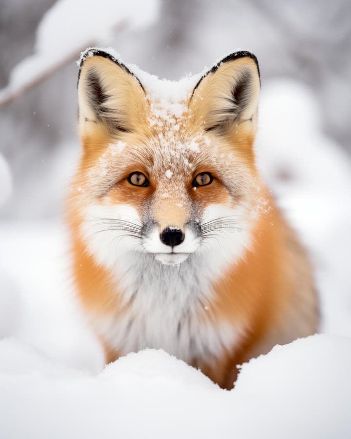 AI Generated Illustration of a Red Fox Perched Atop a Snow-covered ...
