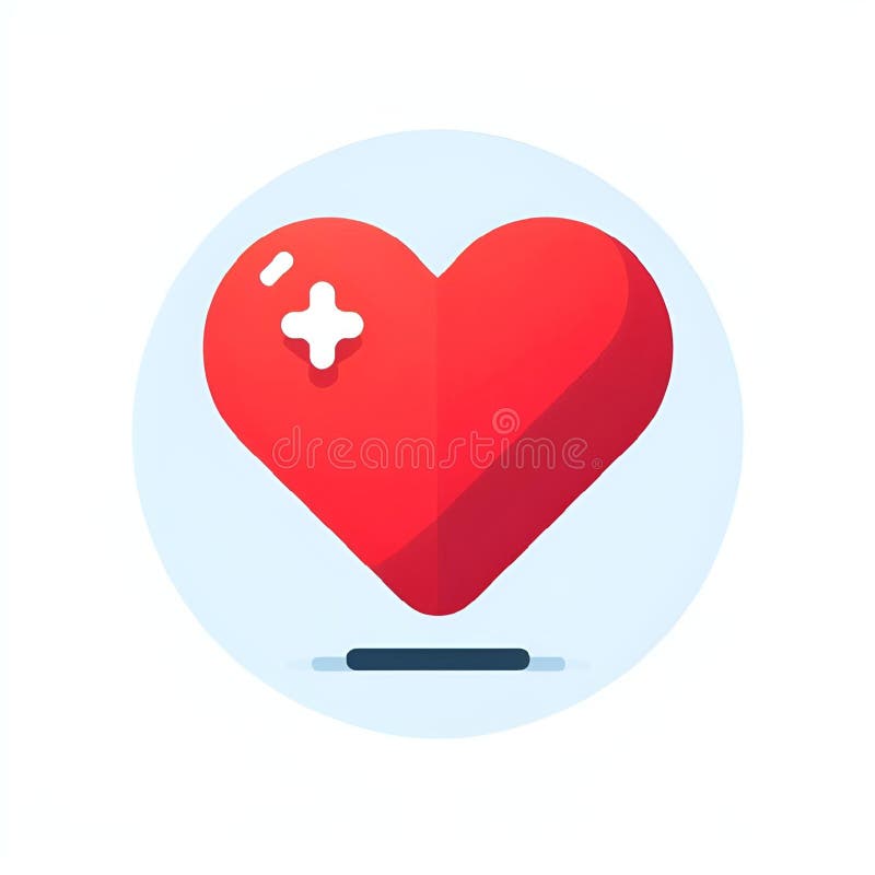 A Red Heart with a Plus on it Sitting in Front of a Blue Circle Stock ...
