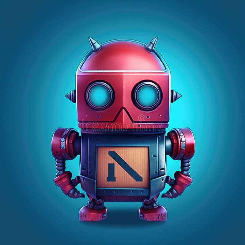 AI Generated Illustration of a Red Robot on the Blue Background Stock ...