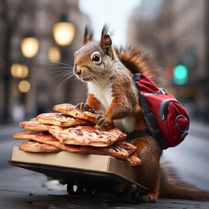 A Squirrel with a Backpack Sitting on a Log. Generative AI Image. Stock ...