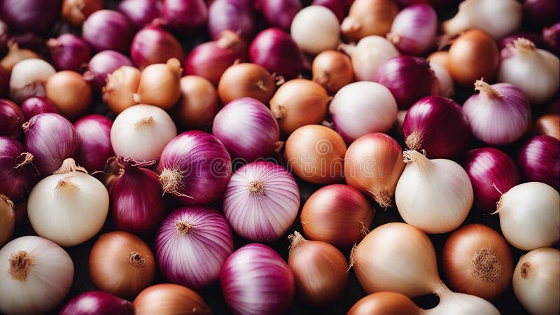 AI Generated Illustration of Red and White Onions on a Stack Stock ...