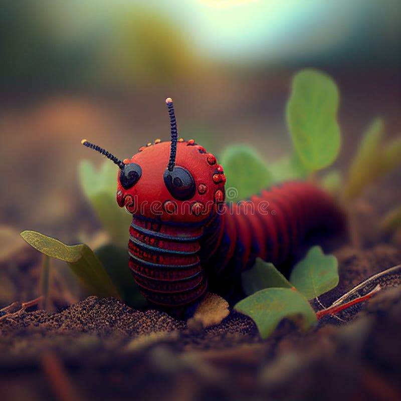 AI Generated Illustration of a Red Worm Stock Illustration ...