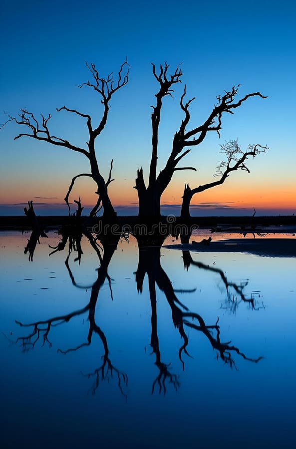 AI Generated Illustration of a Reflection of a Tree in Water Stock ...