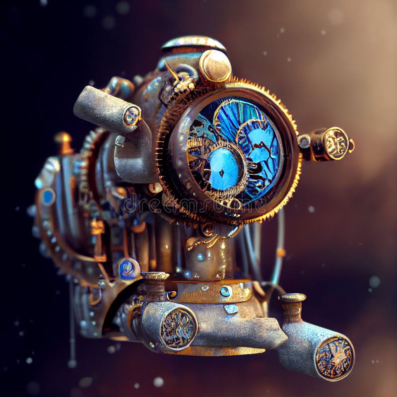 AI Generated Illustration of Retro Steampunk Clockwork Stock ...