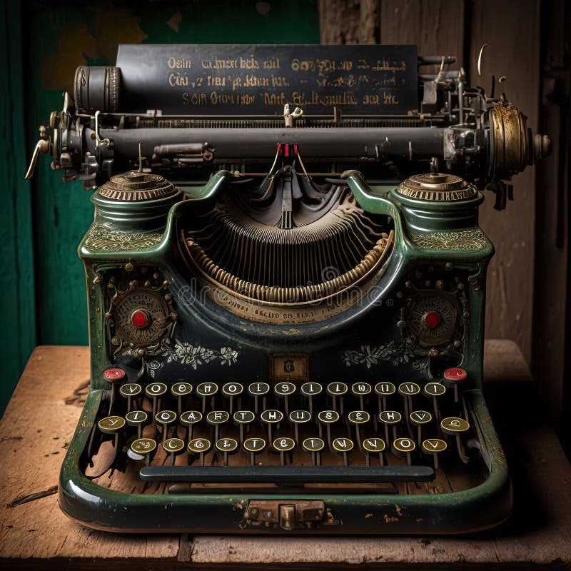 AI Generated Illustration of a Retro Typewriter, Aged Typing Machine ...